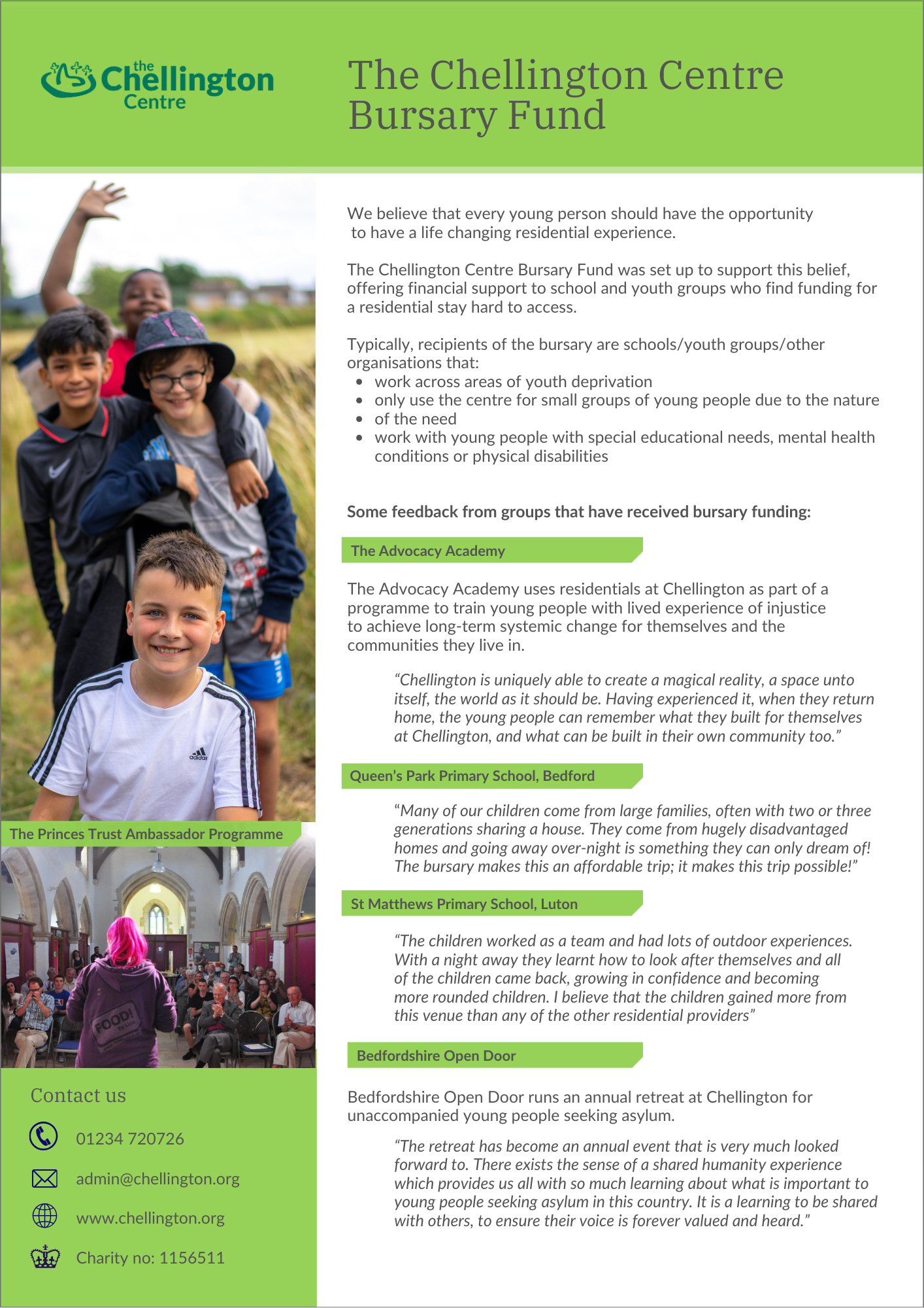 Donate | Chellington Centre